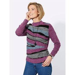 Stehkragenpullover Classic Basics "Pullover", Damen, Gr. 40, lila (malve, meliert), 78% Polyacryl, 22% Polyester, gemustert, mehrfarbig, Pullover Stehkragenpullover
