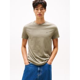 T-Shirt Tommy Jeans "TJM XSLIM JASPE HTR TEE EXT", Herren, Gr. 4XL, utility sage htr, Single Jersey, Obermaterial: 60% Baumwolle, 40% Polyester, Basic, slim fit normal, Rundhals, eingesetzt abgesteppte Kante, Shirts T-Shirt, Mit Rundhalsausschnitt