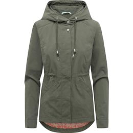 Parka Ragwear "Dankira", Damen, Gr. L (40), olivgr&uuml;n, Obermaterial: 68% Baumwolle, 32% Nylon; Innenfutter: 100% Polyester, figurumspielend h&uuml;ftbedeckend, hoch geschlossener Ausschnitt, &Auml;rmel mit &Auml;rmelschlitz abgesteppte Kante mit Druckknopf,verstellbar, Jacken Parka, Leichte &Uuml;bergangsjacke mit verstellbarer Kapuze
