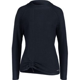 Damen Langarm-Pullover mit Raffung am Saum marine, Gr&ouml;&szlig;e 50