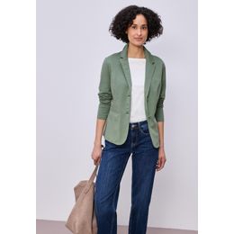 Sweatblazer Street One, Damen, Gr. 46, schwarz serene gr&uuml;n, Jersey, 93% Baumwolle, 7% Elasthan, unifarben, normal normal, V-Ausschnitt, abgesteppt, Blazer, im soften Baumwoll-Mix