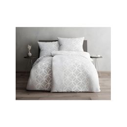 Wendebettw&auml;sche Grund Gr. 2, grau, wei&szlig;, bedruckt, B/L: 155cm x 220cm, Satin, B/L: 80cm x 80cm, 1 tlg., Satin, 100% Baumwolle, Bettw&auml;sche, Wendebettw&auml;sche