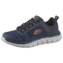 Sneaker Skechers "TRACK-KNOCKHILL", Herren, Gr. 41, blau (navy, orange), Leder, Textil, Schuhe Sneaker, mit gepolsterter Innensohle, Freizeitschuh, Halbschuh, Schn&uuml;rschuh