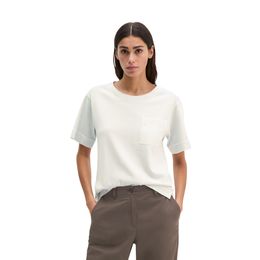 Marc O'Polo T-Shirt MARC O'POLO "mit aufgesetzter Satin-Tasche", Damen, Gr. L, airy blau, Obermaterial: 100% Baumwolle, unifarben, Basic, relaxed fit, Rundhals, normaler Saum, Shirts T-Shirt