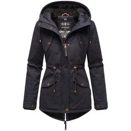 Winterjacke Marikoo "Manolya", Damen, Gr. S (36), blau (royalblau), Oberstoff: 100% Baumwolle; Futter: 100% Polyester; Wattierung: 100% Polyester; &Auml;rmelfutter: 100% Polyester, figurbetont Po-bedeckend, hoch geschlossener Ausschnitt, &Auml;rmel ohne &Auml;rmelschlitz Rippstrickb&uuml;ndchen mit Druckknopf, Jacken Winterjacke, stylischer Kurzmantel mit weichem Teddyfell-Futter