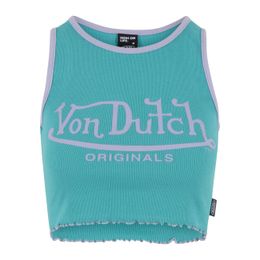 Muskelshirt Von Dutch "Von Dutch ASHLEY TOPS", Damen, Gr. L, teal, 96% Baumwolle, 4% Elasthan, bedruckt, normal, Rundhals, Shirts