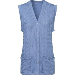 Damen Strickweste mit Wellenabschl&uuml;ssen bleu, Gr&ouml;&szlig;e 46