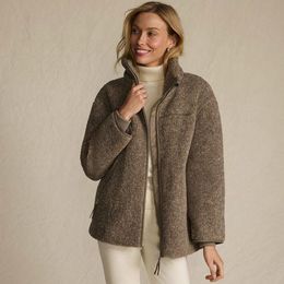 LANDS' END Sherpa-Fleecejacke, Damen,  Braun, Polyester, by Lands' End