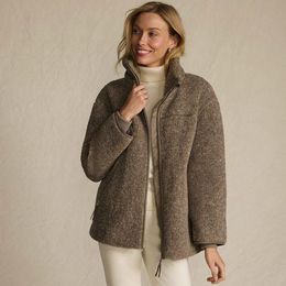 LANDS' END Sherpa-Fleecejacke, Damen,  Braun, Polyester, by Lands' End