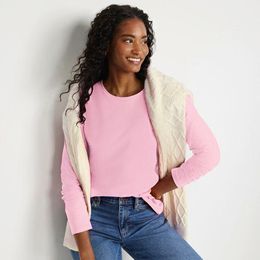 LANDS' END Supima-Shirt, Langarm, Damen,  Pink, Baumwolle, by Lands' End