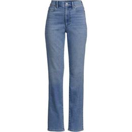 LANDS' END Straight Fit Recover High Waist Jeans, Damen,  Blau, Baumwoll-Mischung, by Lands' End