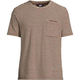 LANDS' END Kurzarm-Shirt aus Baumwoll-/Leinenmix, Herren,  Beige, Baumwolle/Leinen, by Lands' End
