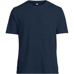 LANDS' END Kurzarm-Shirt aus Baumwoll-/Leinenmix, Herren,  Blau, Baumwolle/Leinen, by Lands' End
