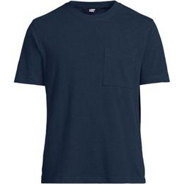 LANDS' END Kurzarm-Shirt aus Baumwoll-/Leinenmix, Herren,  Blau, Baumwolle/Leinen, by Lands' End
