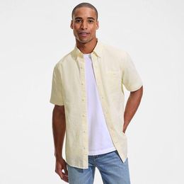 LANDS' END Seersucker-Kurzarmhemd, Classic Fit, Herren,  Gelb, Baumwolle, by Lands' End