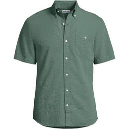 LANDS' END Seersucker-Kurzarmhemd, Classic Fit, Herren,  Gr&uuml;n, Baumwolle, by Lands' End