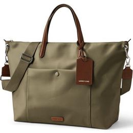 LANDS' END Wasserabweisende, verstaubare Reise-Shoppertasche, Damen,  Gr&uuml;n, Nylon/Leder, by Lands' End