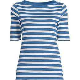 LANDS' END Supima-Shirt aus Baumwolle mit U-Boot-Ausschnitt in Petite-Gr&ouml;&szlig;e f&uuml;r Damen, Damen, size: petite, Wei&szlig;, Baumwolle, by Lands' End