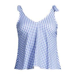 LANDS' END Tankini-Top mit geknoteten Tr&auml;gern und Flattersaum, Damen,  Blau, Elasthan/Nylon-Mischung, by Lands' End