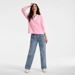 LANDS' END Gerade relaxte Jeans mit Elastikbund, Damen,  Blau, Baumwolle, by Lands' End