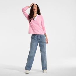 LANDS' END Gerade relaxte Jeans mit Elastikbund, Damen,  Blau, Baumwolle, by Lands' End