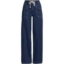 LANDS' END Gerade Jeans mit Elastikbund, Damen,  Blau, Baumwolle, by Lands' End