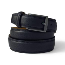 LANDS' END Klassischer G&uuml;rtel aus Handschuh-Leder, Herren,  Schwarz, Leder/Messing, by Lands' End