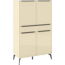 Highboard, B:92cm H:155cm T:42cmkaschmir matt lack, glas kaschmir glanz, SET ONE BY Musterring, Glas, Holzwerkstoff, Wohnzimmer, Sideboards, "Reno",
