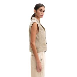 Marc O'Polo MARC O'POLO Damen Anzugweste "aus Bio-Baumwolle-Lyocell-Leinen-Mix"earthy taupe, Gr. 42, unifarben, Obermaterial: 54% Baumwolle, 23% Lyocell, 23%