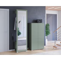 Garderoben-Set OTTO HOME, B:130cm H:190cm T:35cm, gr&uuml;n, Holzwerkstoff, Flur, Kastenm&ouml;bel-Sets, "PARIS/ TOKYO", Garderoben-Set Breite 130cm, moderne