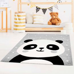 Kinderteppich Carpet City, B:160cm H:11mm L:225cm, grau, Kunstfaser, Teppiche, "Bubble Kids 1334", Spielteppich, Panda-B&auml;r, Weicher Flor,