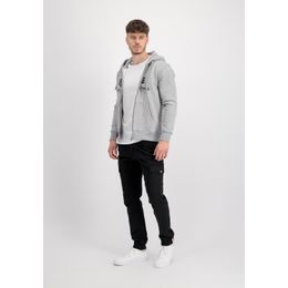 Herren Hoodie "Basic Zip Hoodie BL", grau, Gr. S, Alpha Industries, Shell: 80% Cotton, 20% Polyester, Sweatshirts