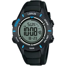 Lorus Herren Chronograph, schwarz, Armbanduhren, Armbanduhr, Quarzuhr, Herrenuhr, digital, bis 10 bar wasserdicht