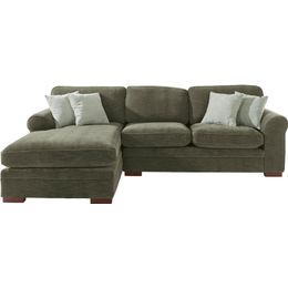 Ecksofa Home Affaire, B:279cm H:92cm T:178cm, gr&uuml;n, 100% Polyester, Wohnzimmer, Sofas, "Broughton L-Form", weicher Sitzkomfort, incl. 4 Zierkissen,