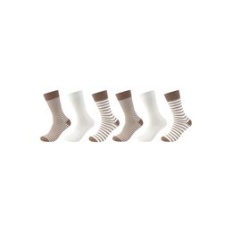 s.Oliver Damen Socken "Socken 6er Pack", Gr. 35, braun, 78% Baumwolle, 20% Polyamid, 2% Elasthan, gestreift, Socken