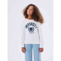 name it Jungen Sweatshirt "NKNTILLE LS SWEAT BRU NOOS", wei&szlig;, Gr. 116, bedruckt, Sweatware, Obermaterial: 70% Baumwolle, 30% Polyester, Sweatshirts
