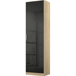 Dreht&uuml;renschrank Rauch, B:47cm H:197cm T:54cm, grau, Holzwerkstoff, Schr&auml;nke, "Kleiderschrank Schrank Garderobe Schlafzimmerschrank CELLE", in 4