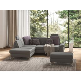 Sit & More Ecksofa SIT & MORE, B:276cm H:89cm T:228cm, grau, Wohnzimmer, Sofas, "Padua L-Form", inklusive Sitztiefenverstellung, Armteilfunktion und Federkern