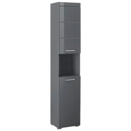Hochschrank Welltime, B:37cm H:190cm T:31cm, grau, Badezimmer, Schr&auml;nke, "Avena", Badschrank mit 2 T&uuml;ren & 1 Fach - (B/T/H) 37/31/190 cm