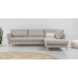Ecksofa Home Affaire, B:278cm H:88cm T:202cm, beige, 100% Polyester, Wohnzimmer, Sofas, "MARSEILLE 278/202 cm, L-Form, Ottom. rechts/links,