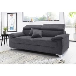 2,5-Sitzer DOMO collection, B:205cm H:78cm T:100cm, grau, Zierkissen: Entsprechend jeweiligem Bezug.;Struktur (100% Polyester);Struktur fein (100%