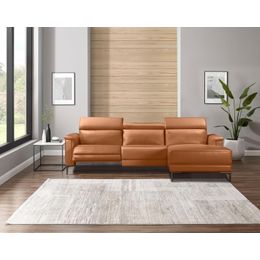 Ecksofa OTTO HOME, B:261cm H:97cm T:179cm, braun, Echtleder 100% Echtleder;Kunstleder 100% Polyurethan, Wohnzimmer, Sofas, "LUND, L-Form, 261cm, man.