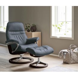 Fu&szlig;hocker stressless, B:57cm H:42cm T:40cm, blau, Leder BATICK: BATICK ist ein leicht korrigiertes, durchgef&auml;rbtes und genarbtes M&ouml;belleder, bei dem