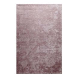 Teppich HOMIE LIVING, B:130cm H:25mm L:190cm, rosa, Polyester, Wohnzimmer, Teppiche, "Pisa", Hochflor, Microfaser, uni, weich, Shaggy, Wohnzimmer,