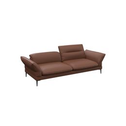 3-Sitzer FLEXLUX, B:248cm H:88cm T:105cm, braun, 100% Echtleder, Sofas, "Salino, Funktionssofa, Relaxsofa", Sofa mit Arm- und Kopfteil-Verstellungen,