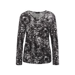 GOLDNER Damen Print-Shirt "Langarmshirt mit Druck", schwarz, Gr. 42, Obermaterial: 96% Viskose CV. 4% Elasthan EL., Shirts, Ausbrenner
