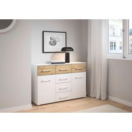 Kombikommode Rauch, B:120cm H:81cm T:42cmalpinwei&szlig;, eiche artisan, Holzwerkstoff, Schlafzimmer, Sideboards, "Sideboard Kommode Schubladenkommode