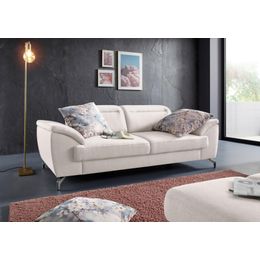 Sit & More 2,5-Sitzer SIT & MORE, B:207cm H:77cm T:112cm, beige, Sofas, "Percy", 12 cm Fu&szlig;h&ouml;he, Sitztiefenverstellung, wahlweise Kopfteilverstellung