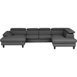 Wohnlandschaft Home Affaire, B:331cm T:108cm, grau, Sofas, "Pilot U-Form", mit Kopfteilverstellung, wahlweise mit Bettfunktion & Bettkasten