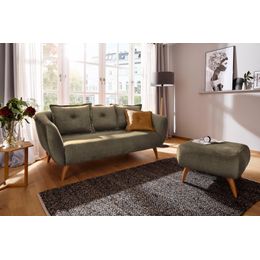 2,5-Sitzer Home Affaire, B:196cm H:80cm T:103cm, gr&uuml;n, Sofas, "Baggio modern und romantisches Design, bequem", Zierkissen inklusive